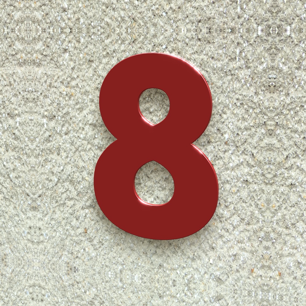 Hausnummer Modern - "8" - 15 cm - RAL 3001 signalrot rot | 8 | RAL 3001 ...