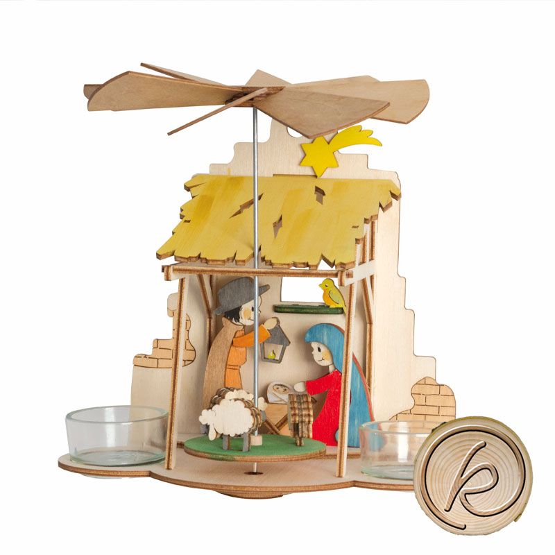 Bastelset aus Holz für Kinder "Pyramide mit Krippe" Weihnachten | 1258 ...